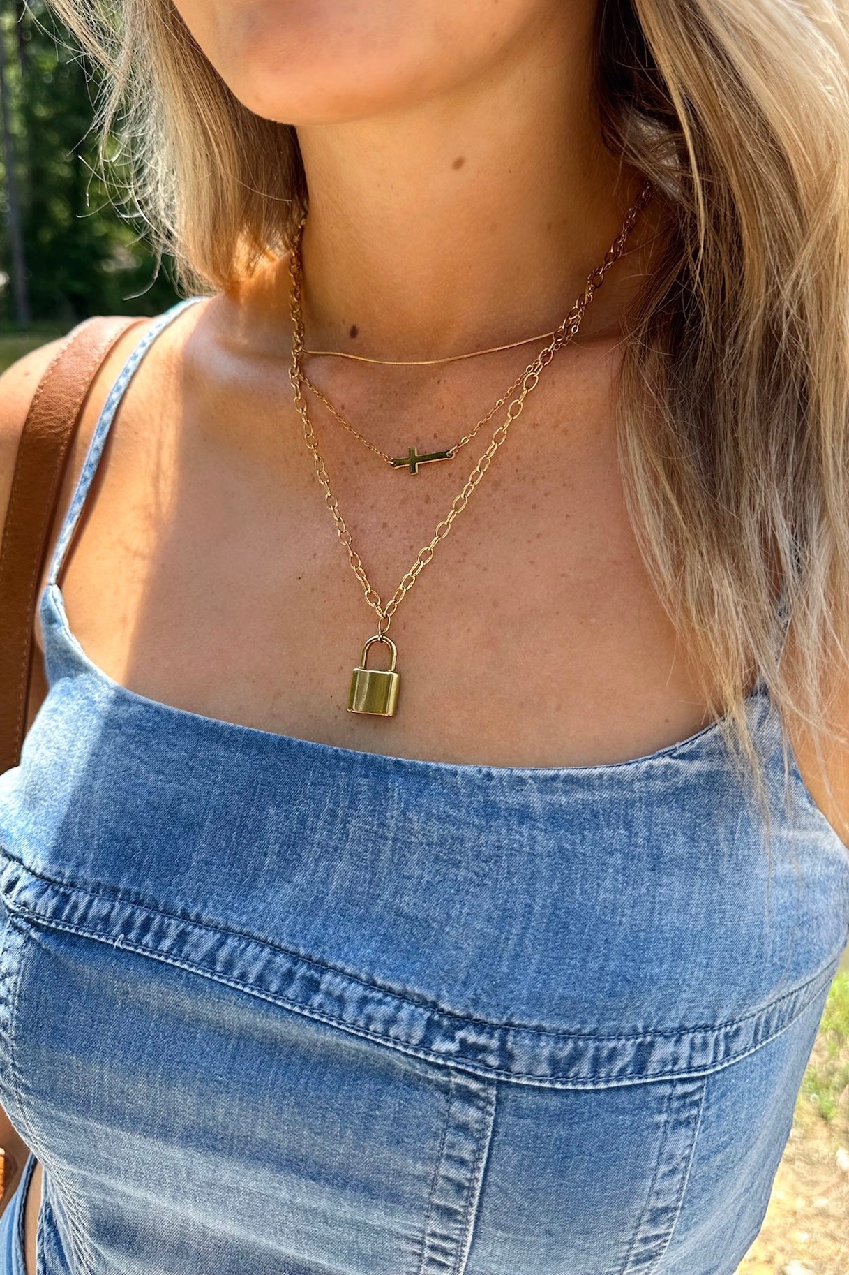 18K Divine Lock Cross Layered Necklace · Madison + Mallory