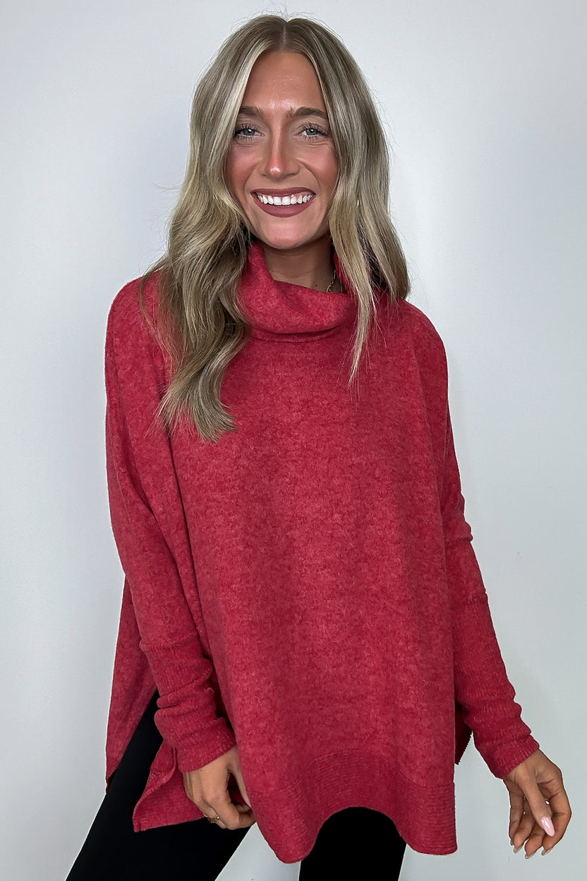 Cozy Harmony Brushed Melange Knit Cowl Neck Poncho Sweater - FINAL SAL · Madison + Mallory