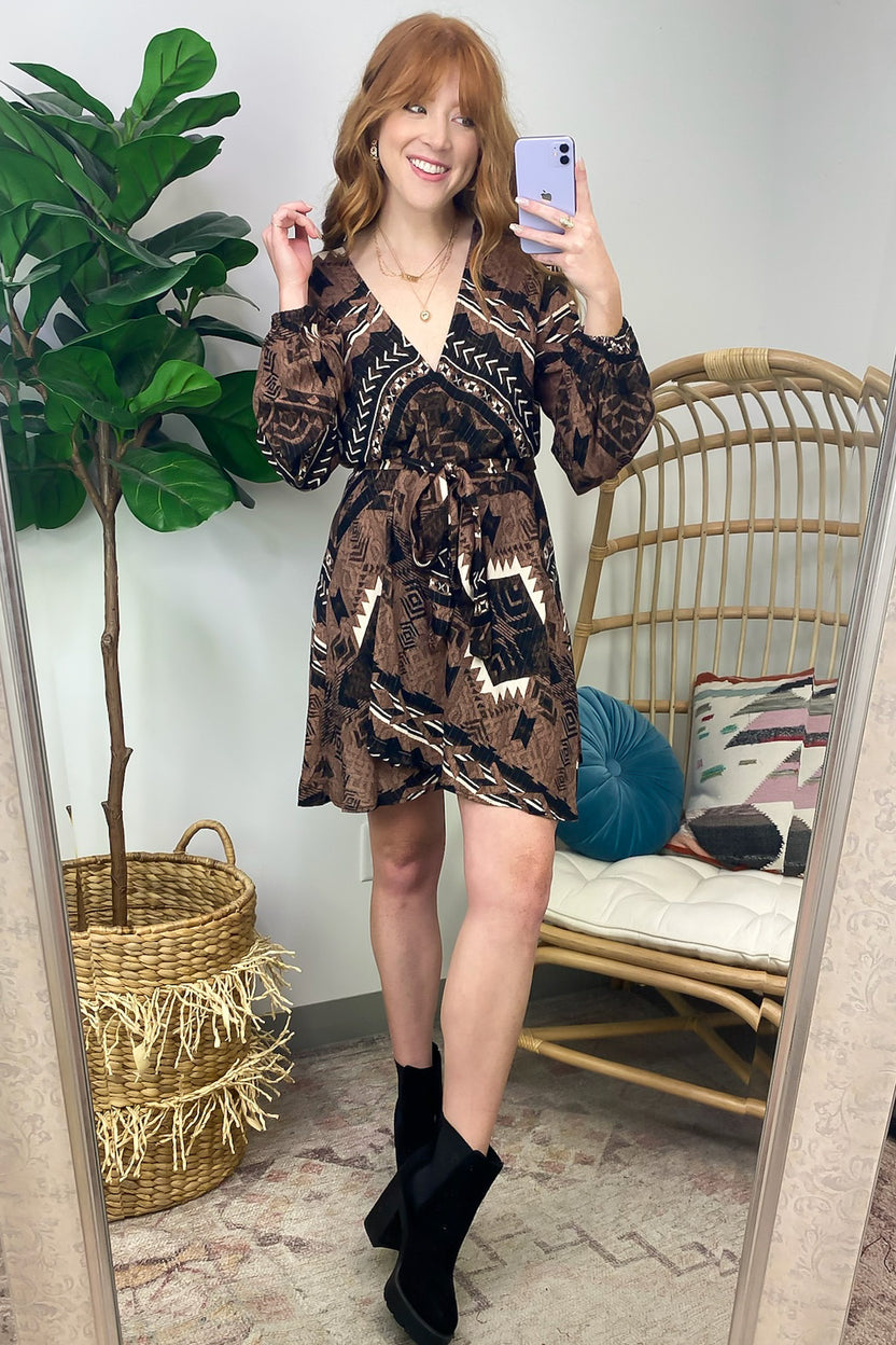 Emberlie Geo Print Belted Dress - FINAL SALE · Madison + Mallory