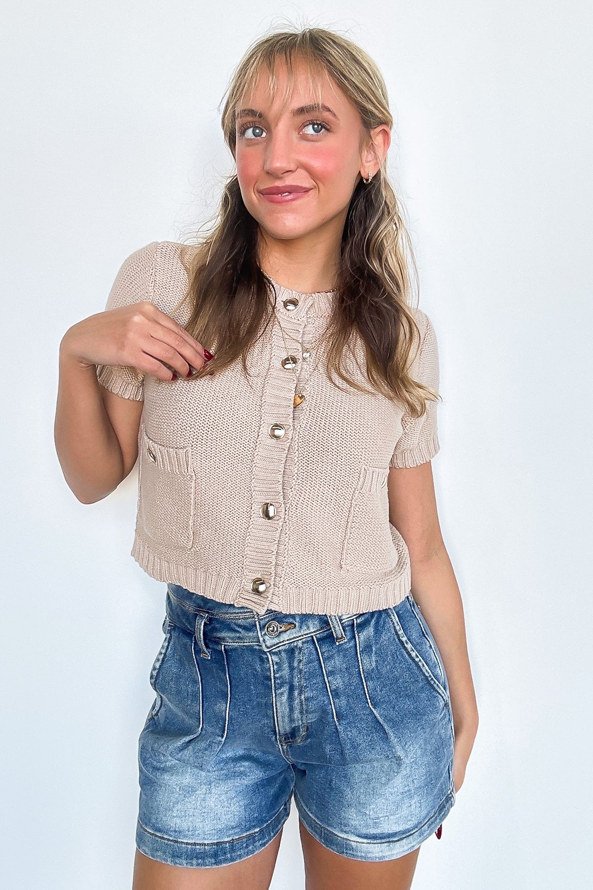 Elese Gold Button Trim Ribbed Top - FINAL SALE · Madison + Mallory