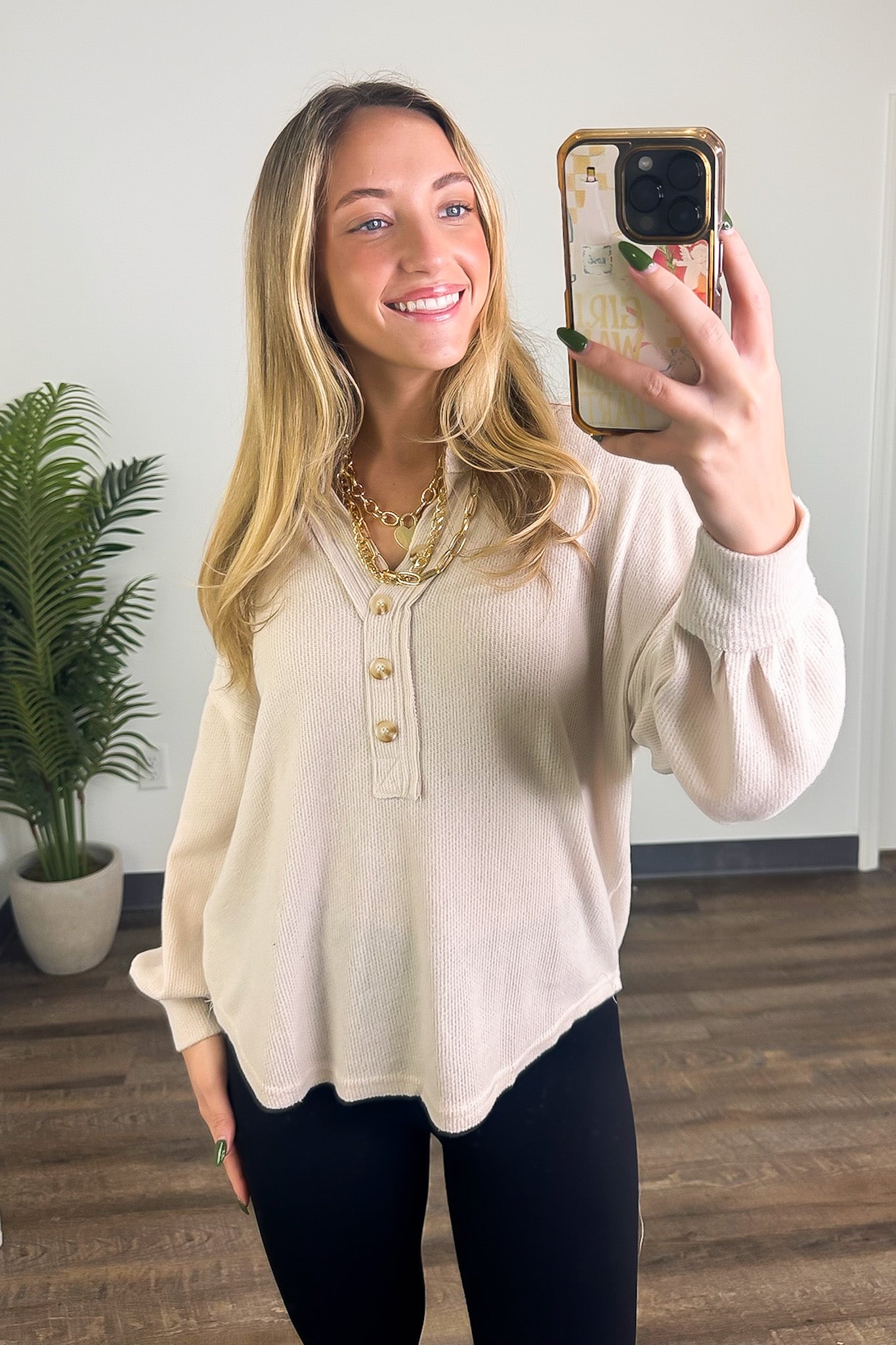Hollyn V-Neck Henley Button Top- FINAL SALE · Madison + Mallory