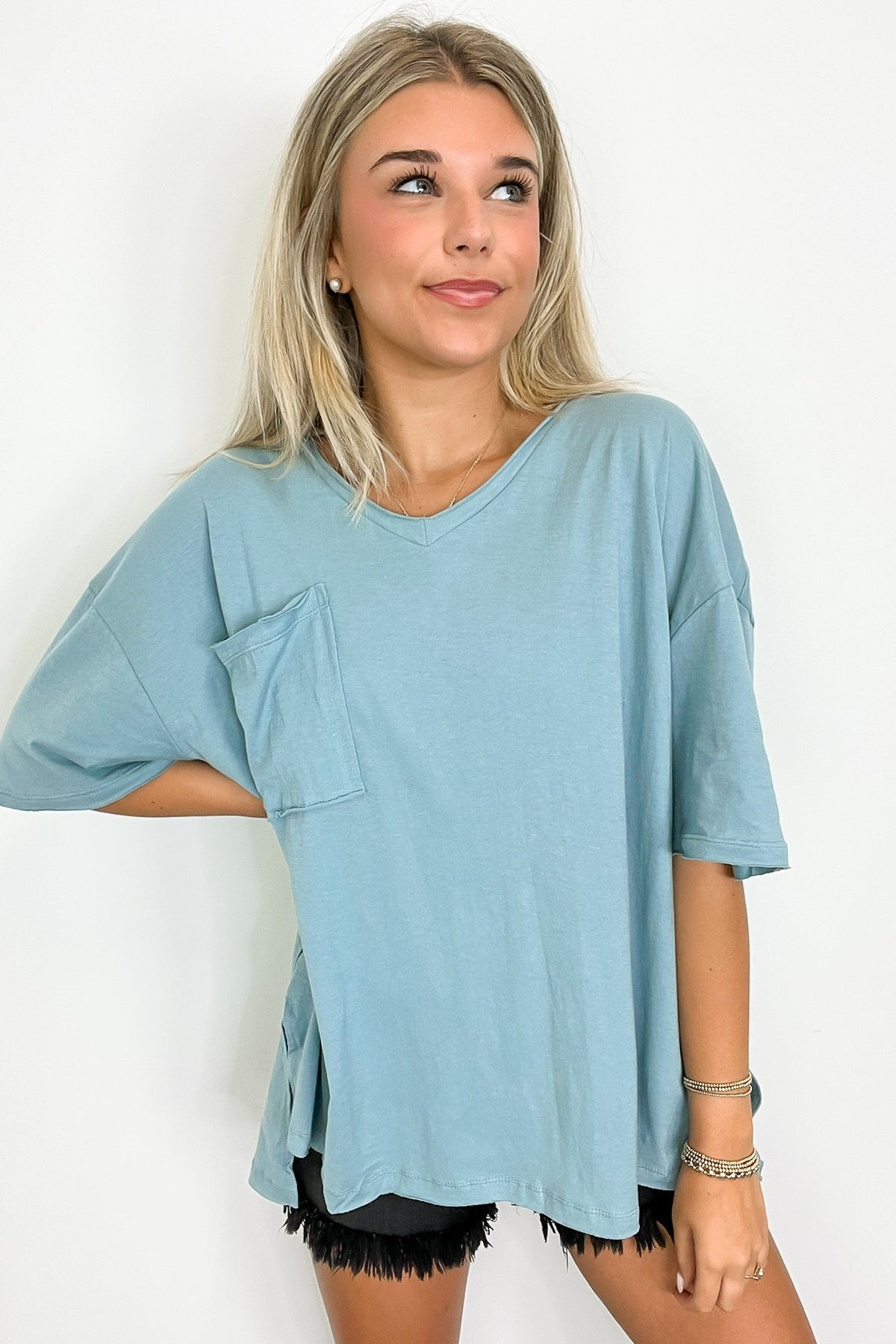 Kamree Oversized Raw Edge Pocket Top - BACK IN STOCK · Madison + Mallory