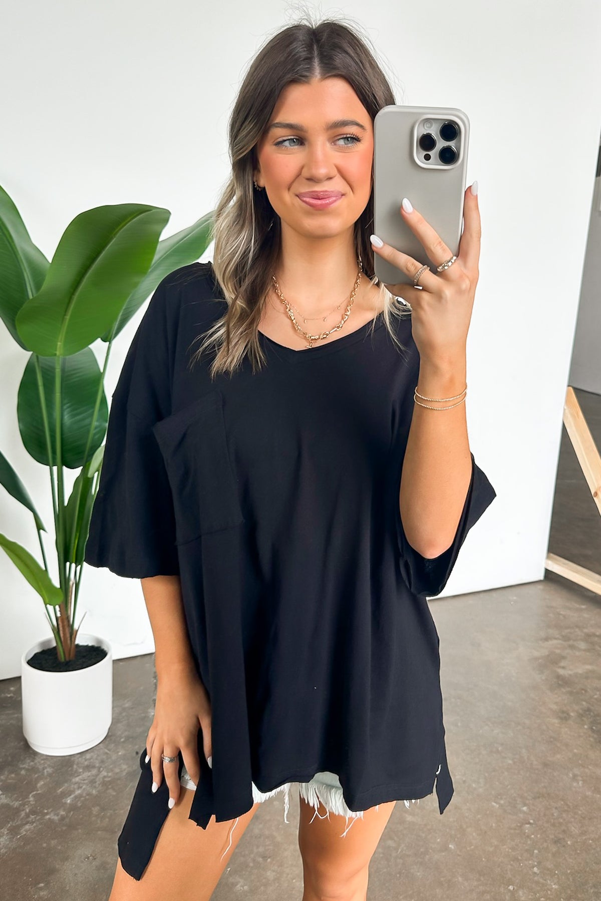Kamree Oversized Raw Edge Pocket Top - BACK IN STOCK · Madison + Mallory