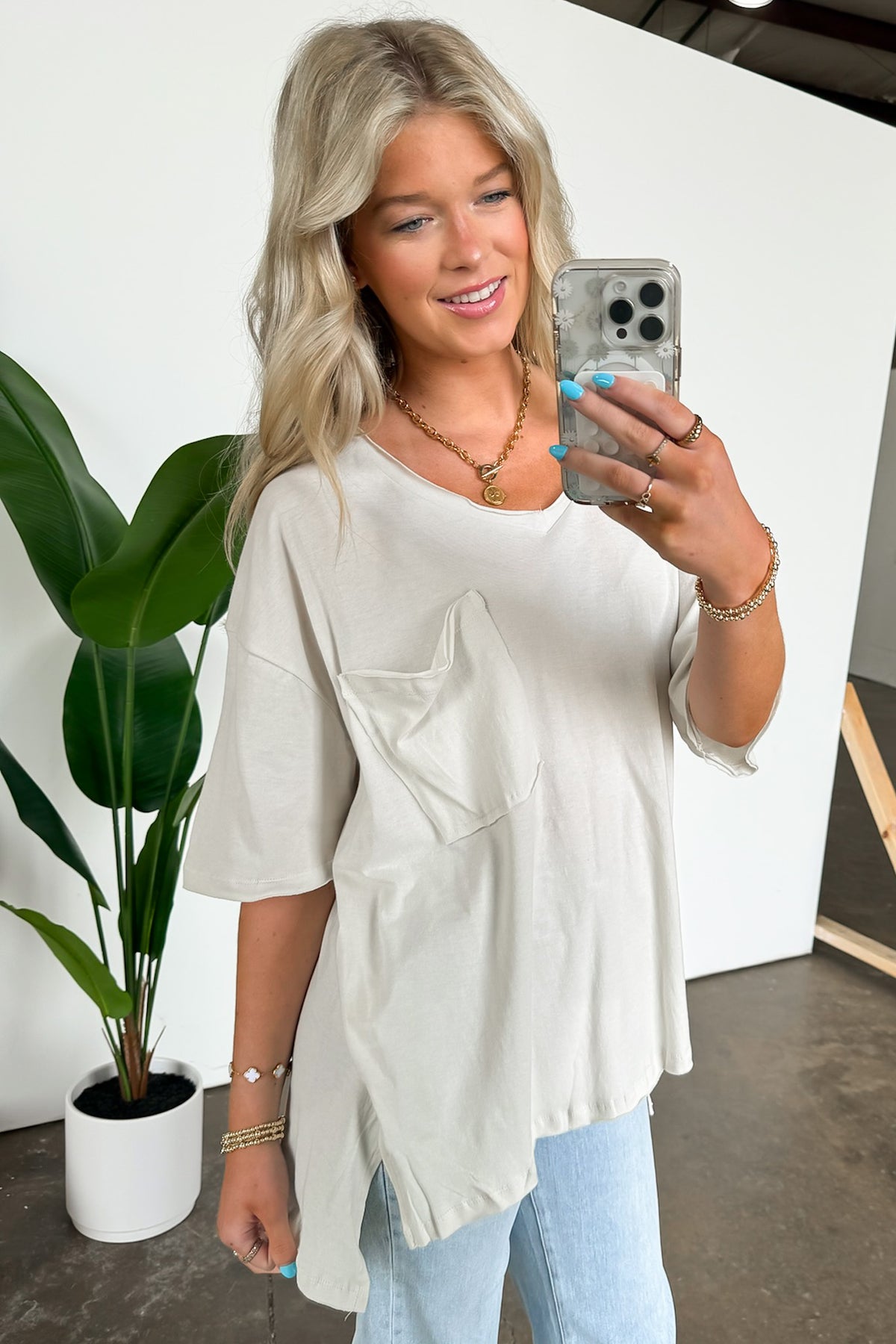 Kamree Oversized Raw Edge Pocket Top - BACK IN STOCK · Madison + Mallory