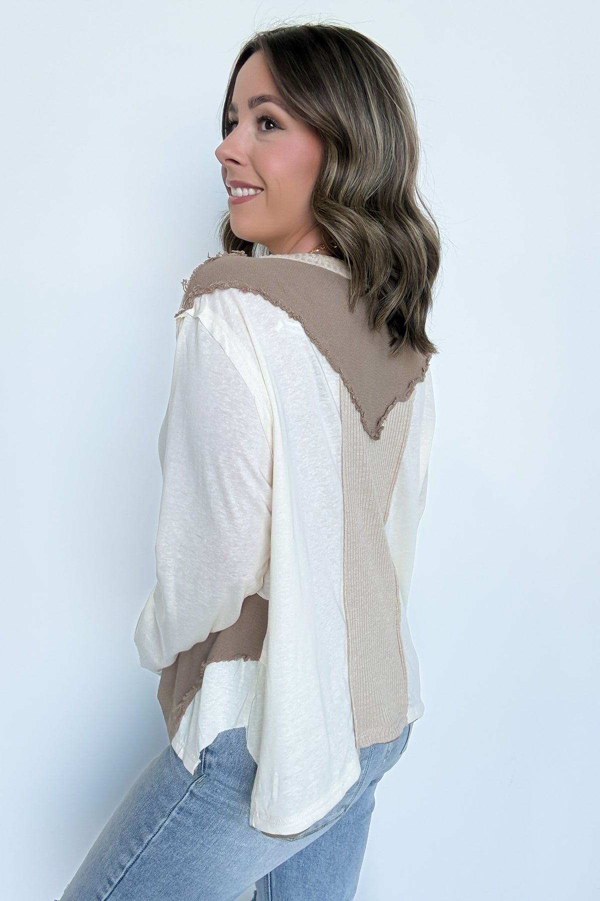 Karmen Notched Neck Color Block Contrast Top - FINAL SALE · Madison ...