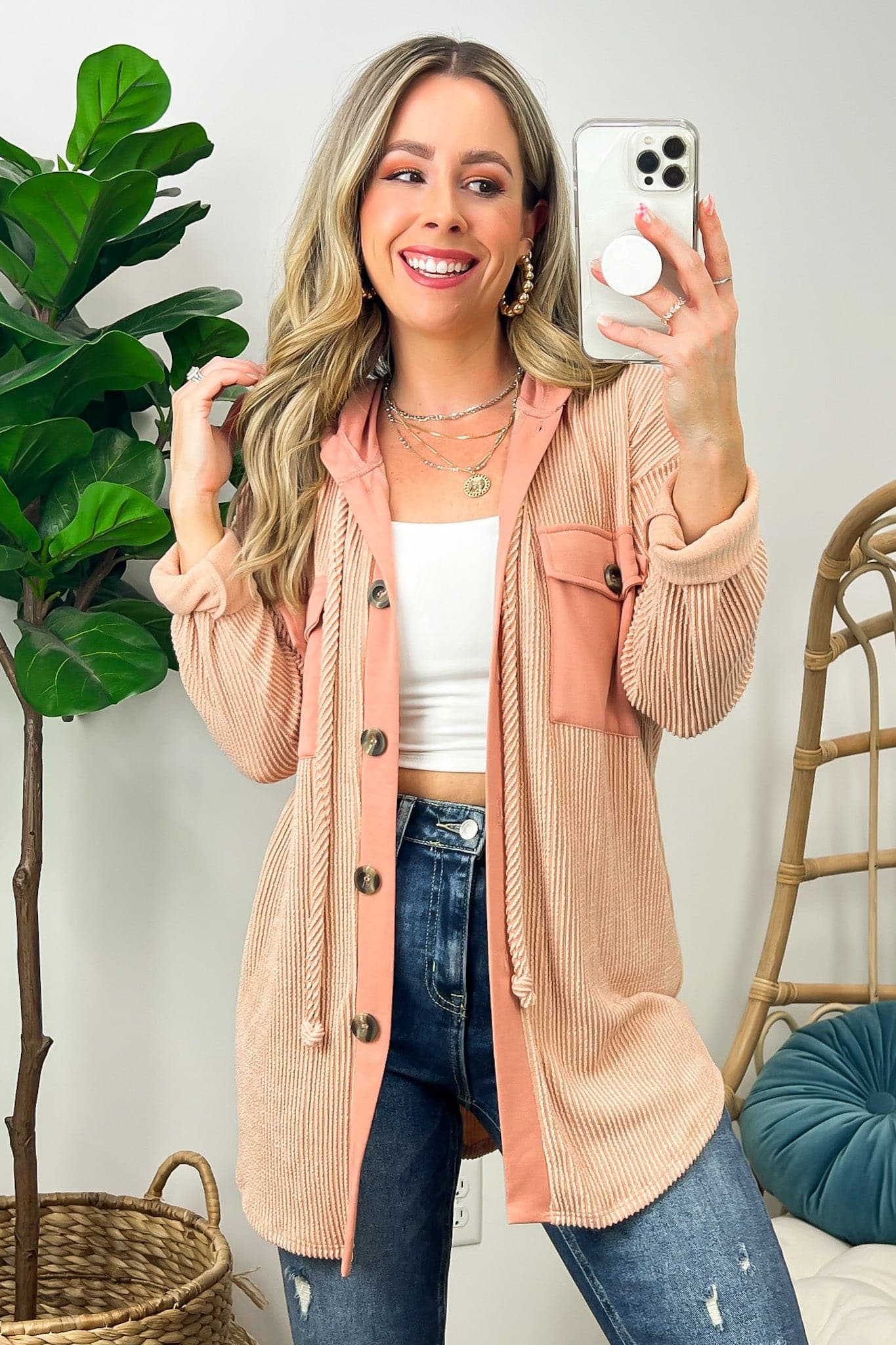 Saturday Satisfaction Ribbed Hooded Shacket - FINAL SALE · Madison ...