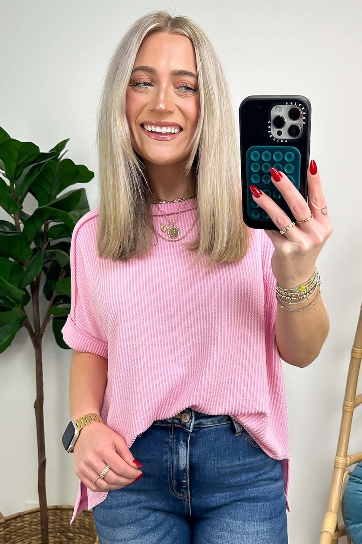 Simple Adoration Rib Knit Cuff Sleeve Raw Edge Top - FINAL SALE ...