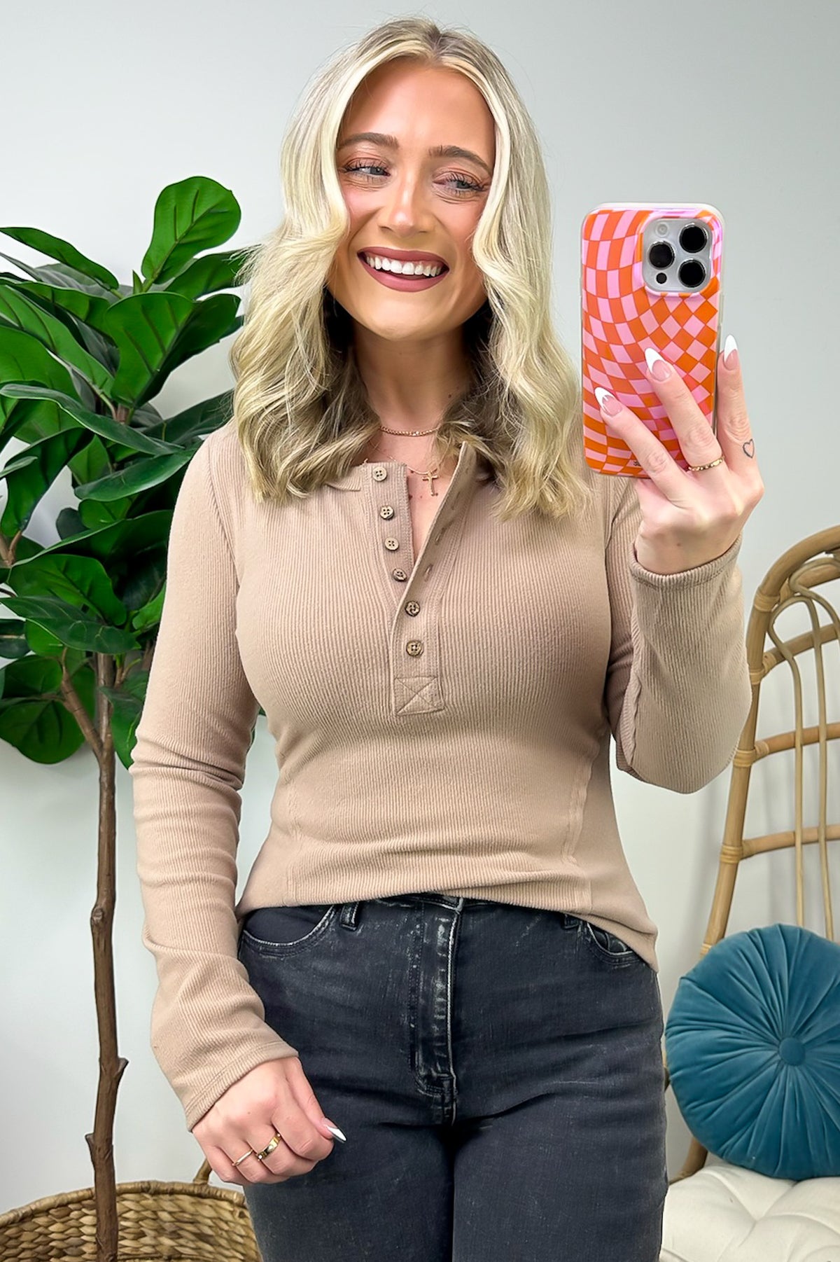 Stellia Soft Brushed Knit Button Henley Top - FINAL SALE · Madison ...