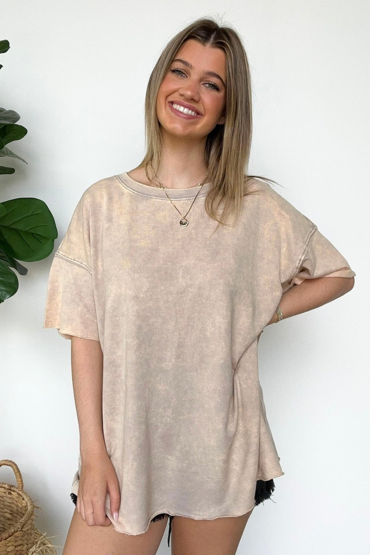 Serene Escapes Acid Wash Raw Edge Relaxed Fit Top - BACK IN STOCK ...