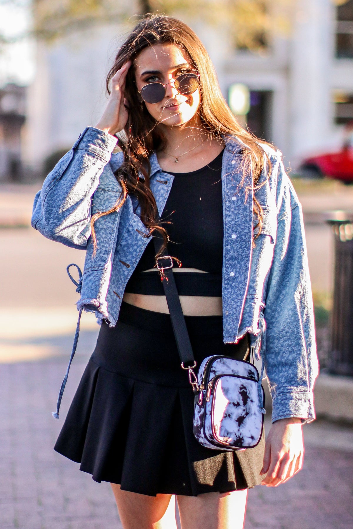 Galvin Raw Edge Drawstring Denim Jacket - FINAL SALE · Madison + Mallory